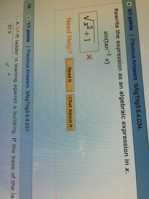 Solved Rewrite The Expression As An Algebraic Expression In Chegg