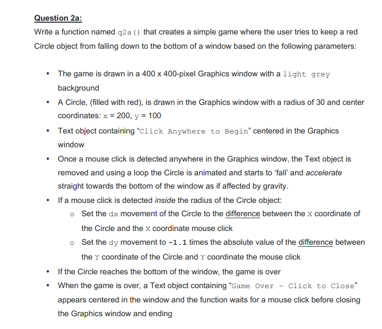 Solved Making a ball fall in PYTHON 3, PYTHON HELP I dont | Chegg.com