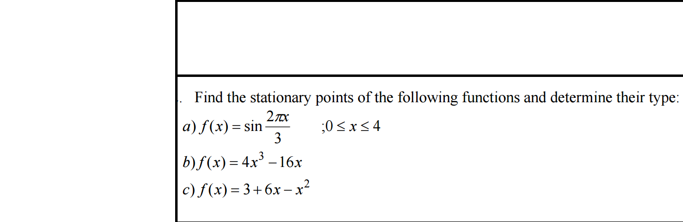 Solved Find the stationary points of the following functions | Chegg.com