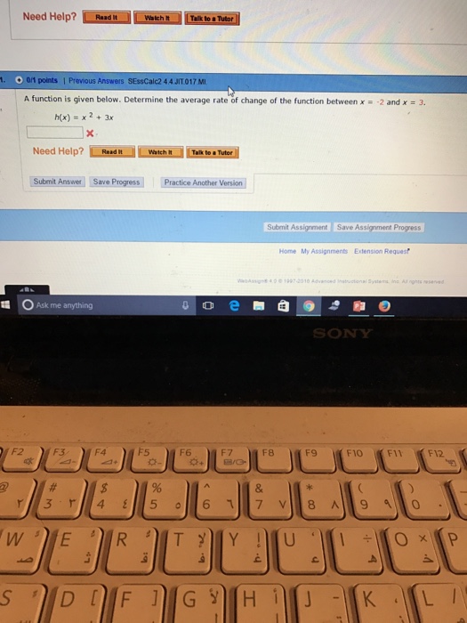 Solved A function is given below. Determine the average rate | Chegg.com