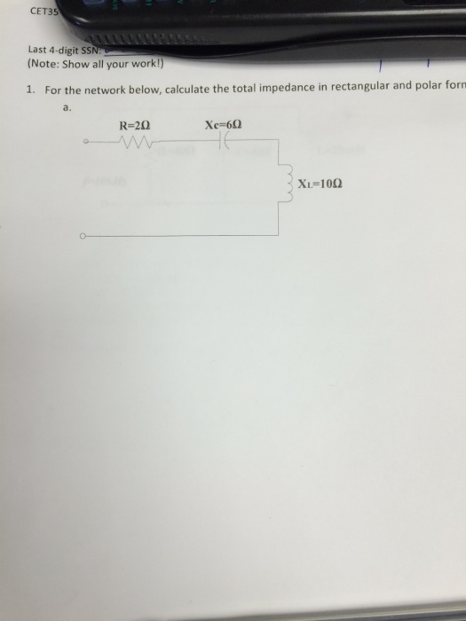 Solved For the network below, calculate the total impedance | Chegg.com