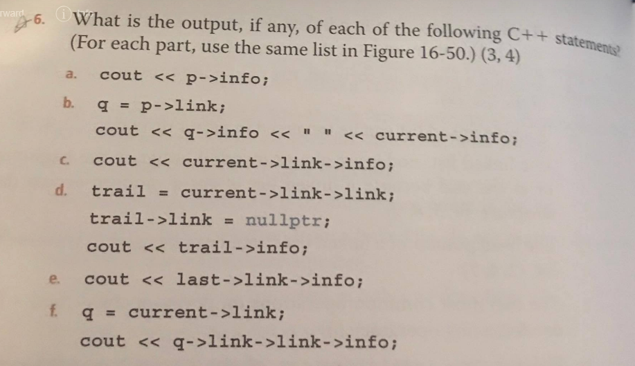 6. What is the output, if any, of each of the | Chegg.com