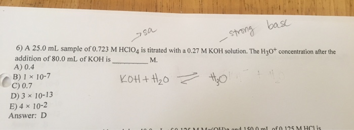 Solved A 25.0 mL sample of 0.723 M HCIO_4 is titrated with a | Chegg.com