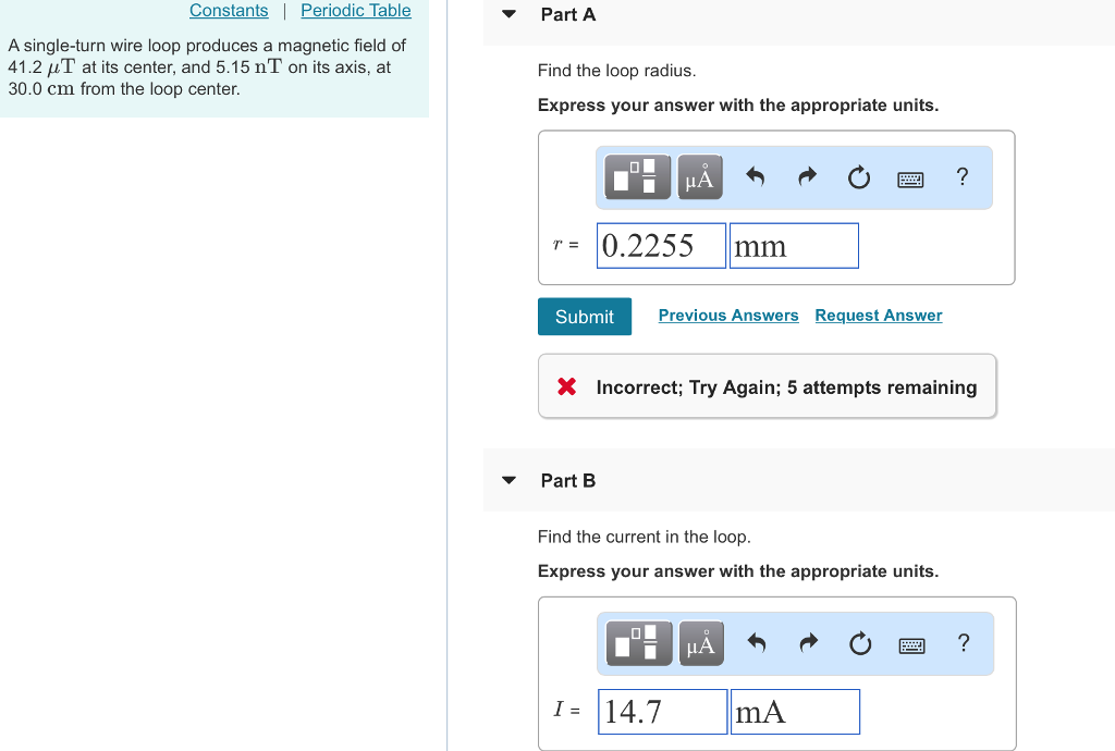 Solved Constants| Periodic Table Part A A single-turn wire | Chegg.com