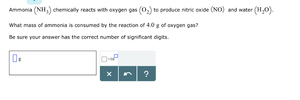 Solved Ammonia (NH) chemically reacts with oxygen gas (O2) | Chegg.com