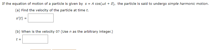 Solved If the equation of motion of a particle is given by | Chegg.com