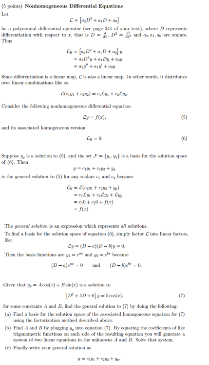 Solved Nonhomogeneous Differential Equations Let L = [a_2 | Chegg.com