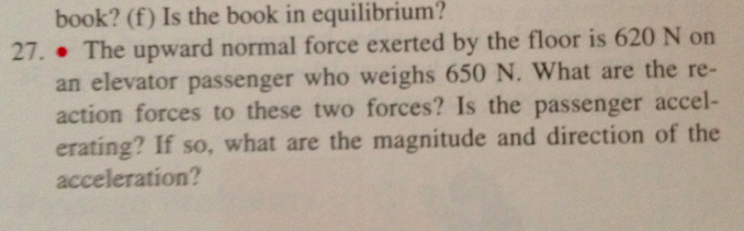 Solved book? (f) Is the book in equilibrium? The upward | Chegg.com