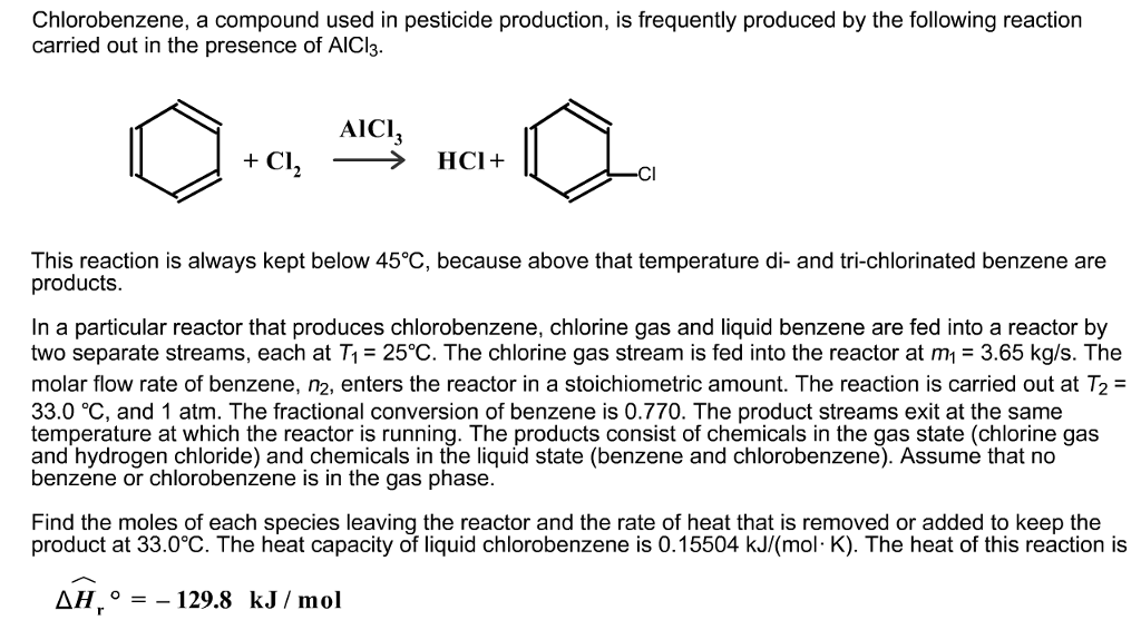 Solved Chlorobenzene, a compound used in pesticide | Chegg.com
