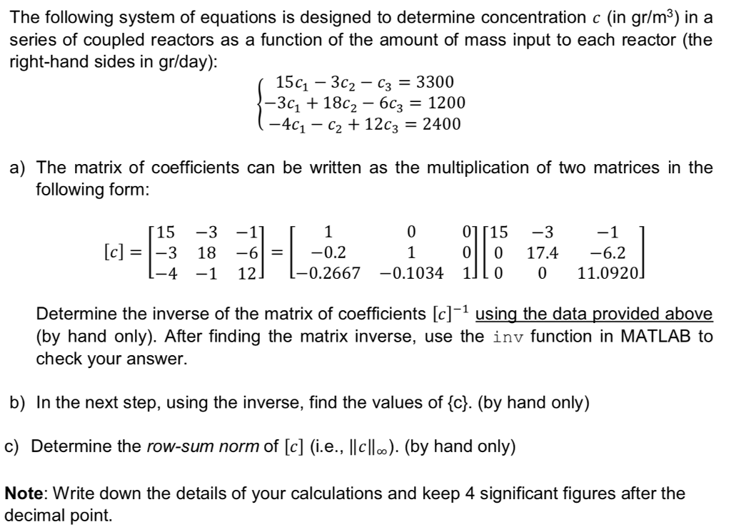 Solved The following system of equations is designed to | Chegg.com