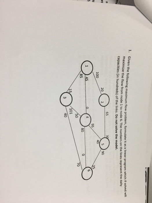 Solved Given the following maximum flow problem, formulate | Chegg.com