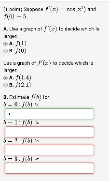 Solved Suppose f'(x) - cos (x^2) and f(0) - 5. Use a graph | Chegg.com