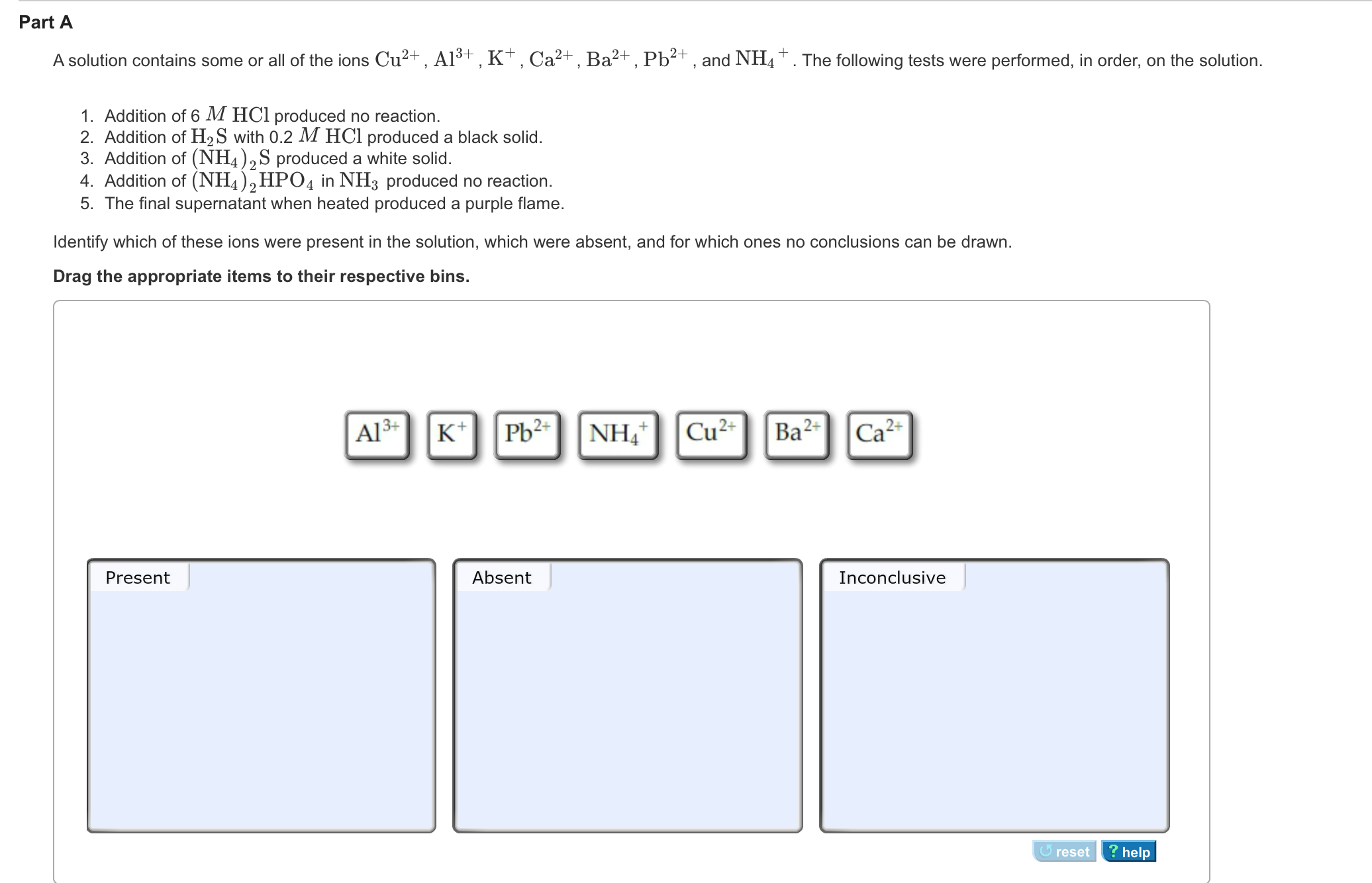 Solved A solution contains some or all of the ions Cu^2+, | Chegg.com