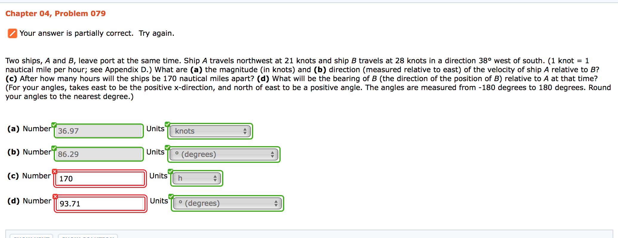 Solved Two ships, A and B, leave port at the same time. Ship | Chegg.com