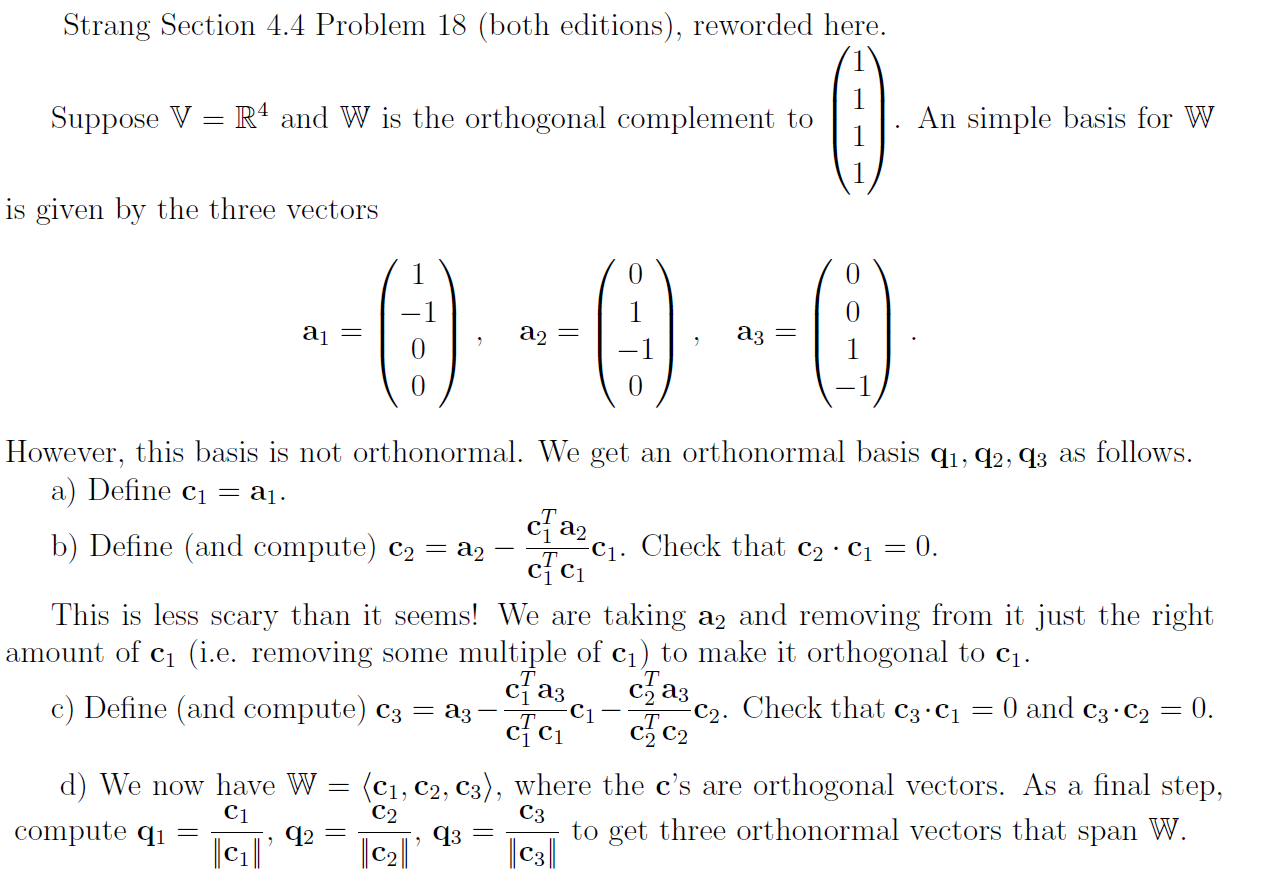 Solved Suppose V = R^4 and W is the orthogonal complement to | Chegg.com