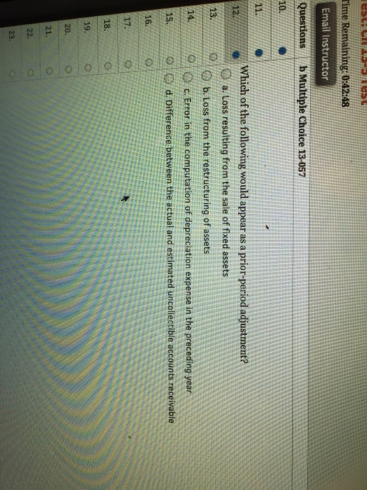 Solved Which of the following would appear as a prior-period | Chegg.com