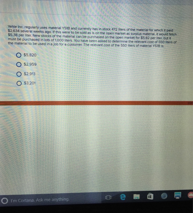 Solved Yehle regularly uses material Y51B and currently has | Chegg.com Solved Yehle regularly uses material Y51B and currently has | Chegg.com