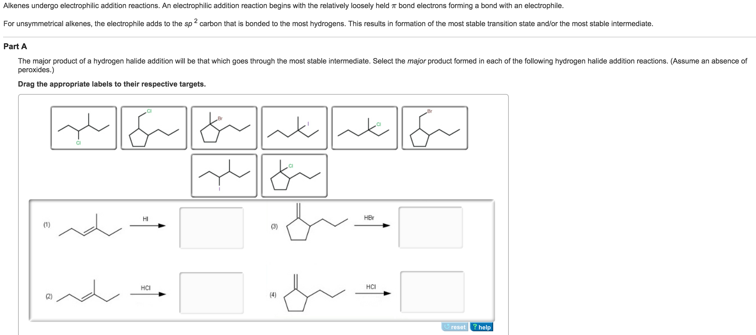 Solved Alkenes undergo electrophilic addition reactions. An | Chegg.com
