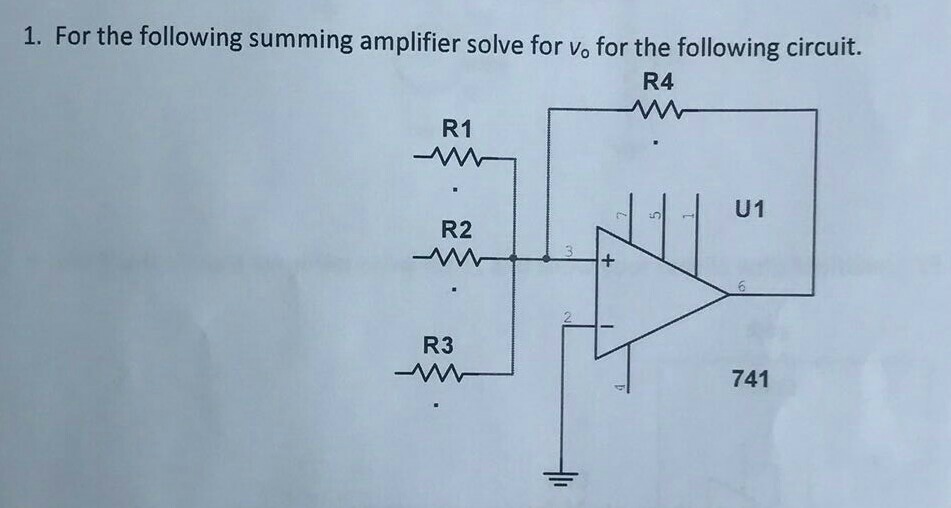 Solved For the following summing amplifier solve for v_0 for | Chegg.com