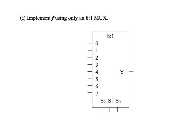 Solved Implement f using only an 8:1 MUX. | Chegg.com