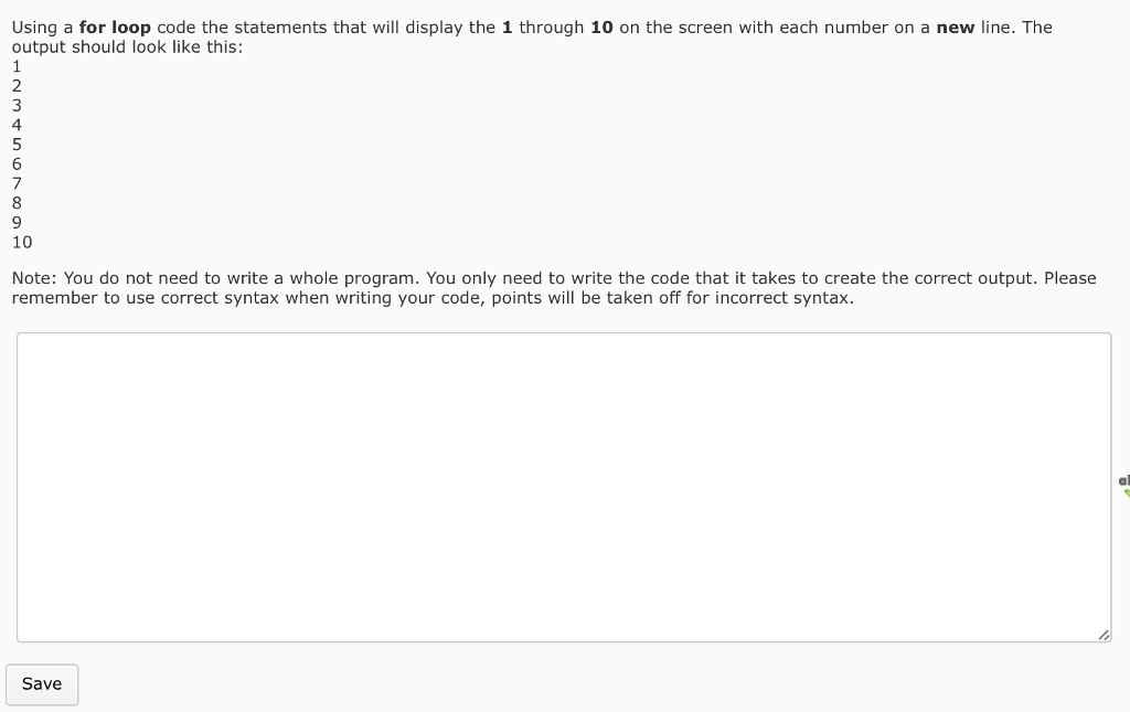 Solved Using a for loop code the statements that will | Chegg.com