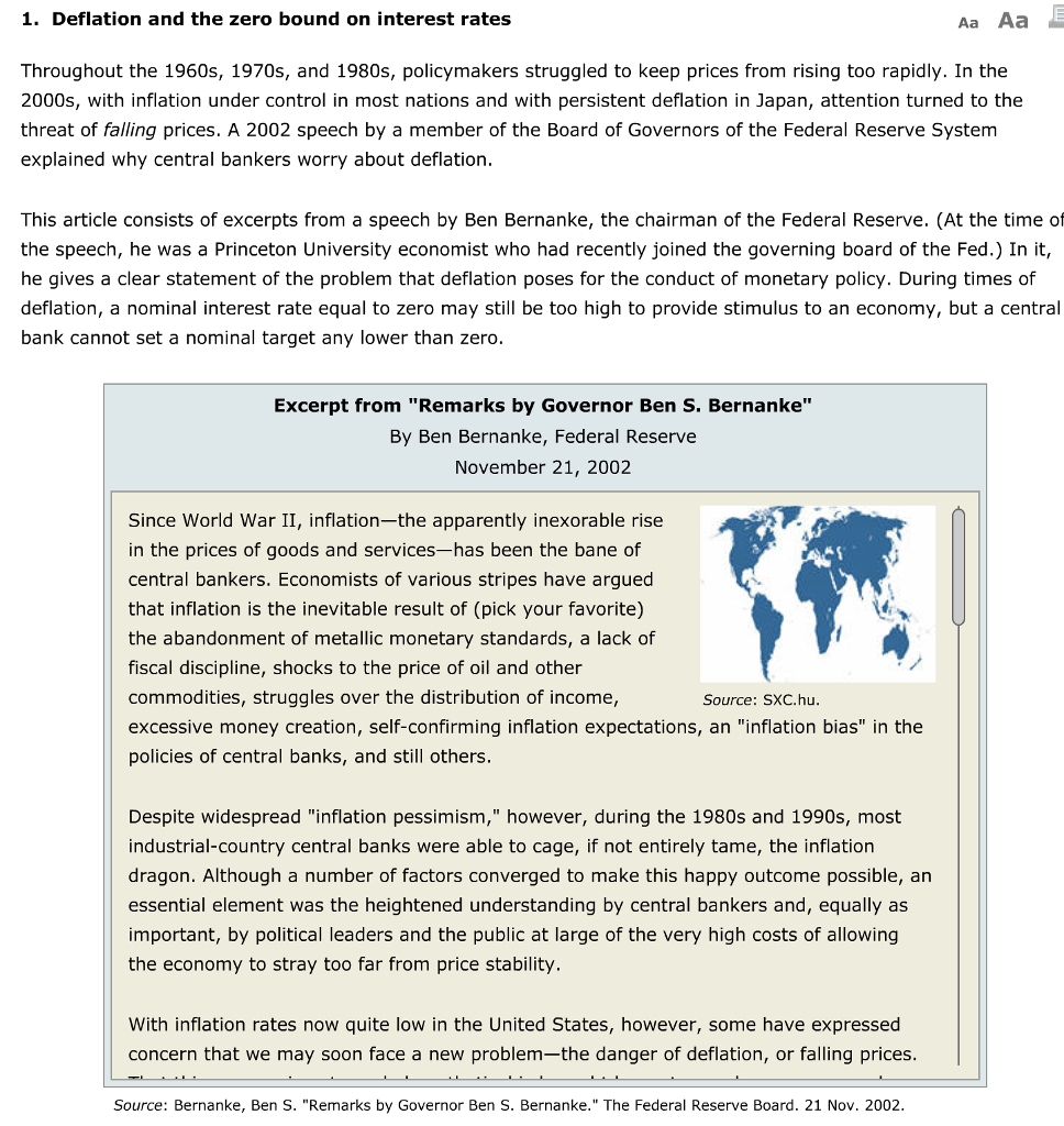 Solved 1. Deflation and the zero bound on interest rates Aa | Chegg.com