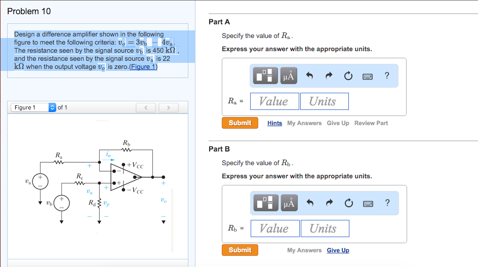 Solved Design a difference amplifier shown in the following | Chegg.com