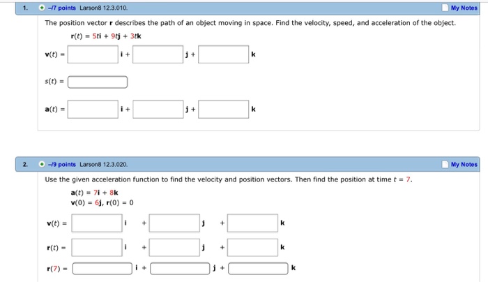 Solved The position vector r describes the path of an object | Chegg.com