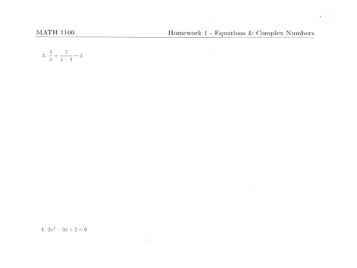 Solved MATH 1100 Homework 1 Equations & Complex Numbers 2 -3 | Chegg.com