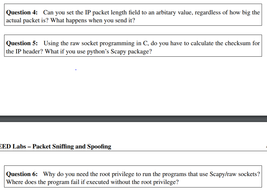 Solved Question 4: Can you set the IP packet length field to | Chegg.com
