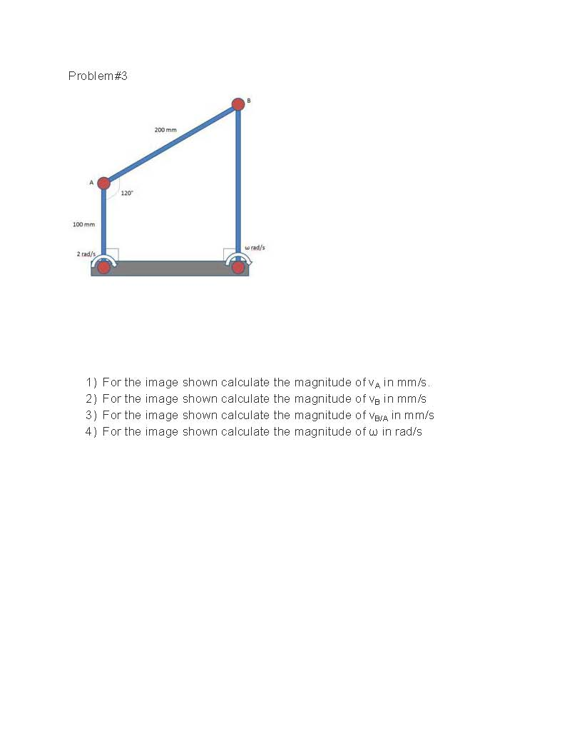 Solved For the image shown calculate the magnitude of vA in | Chegg.com