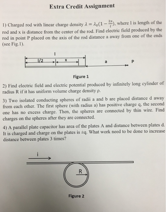 Solved Charged rod with linear charge density lambda = | Chegg.com