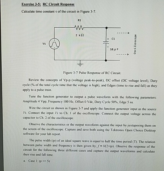 Solved Exercise 3-5: RC Circuit Response Calculate time | Chegg.com