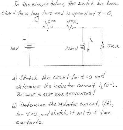 Solved In the circuit below, the switch has been closed for | Chegg.com