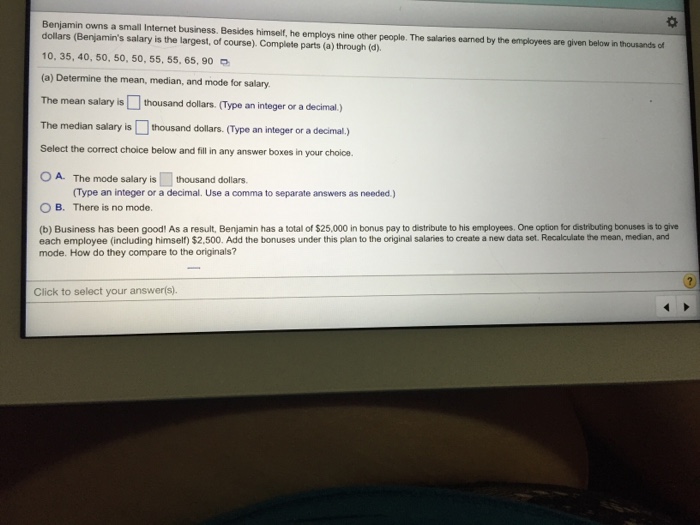 Solved Benjamin owns a small Internet business. Besides | Chegg.com