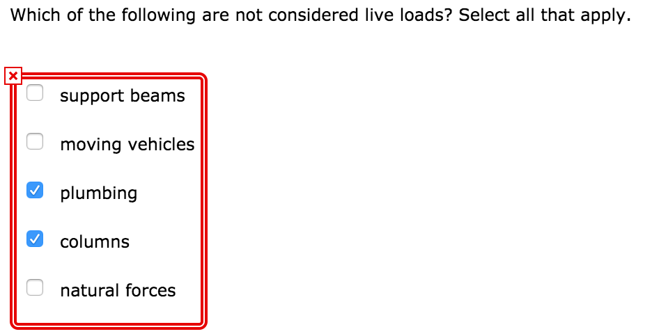 Solved Which of the following are not considered live loads? | Chegg.com