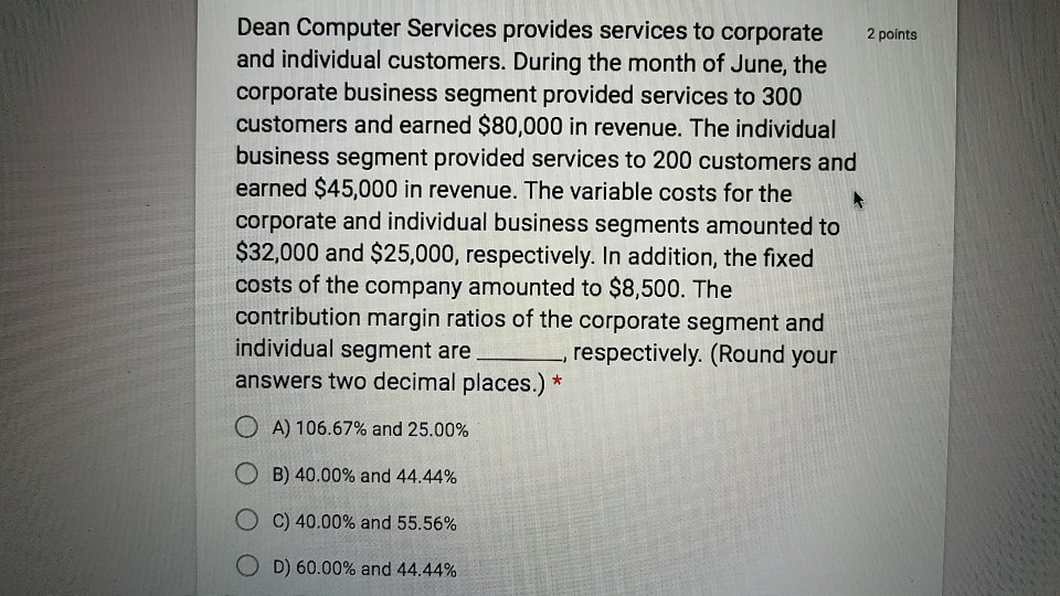 Solved Dean Computer Services provides services to corporate | Chegg.com