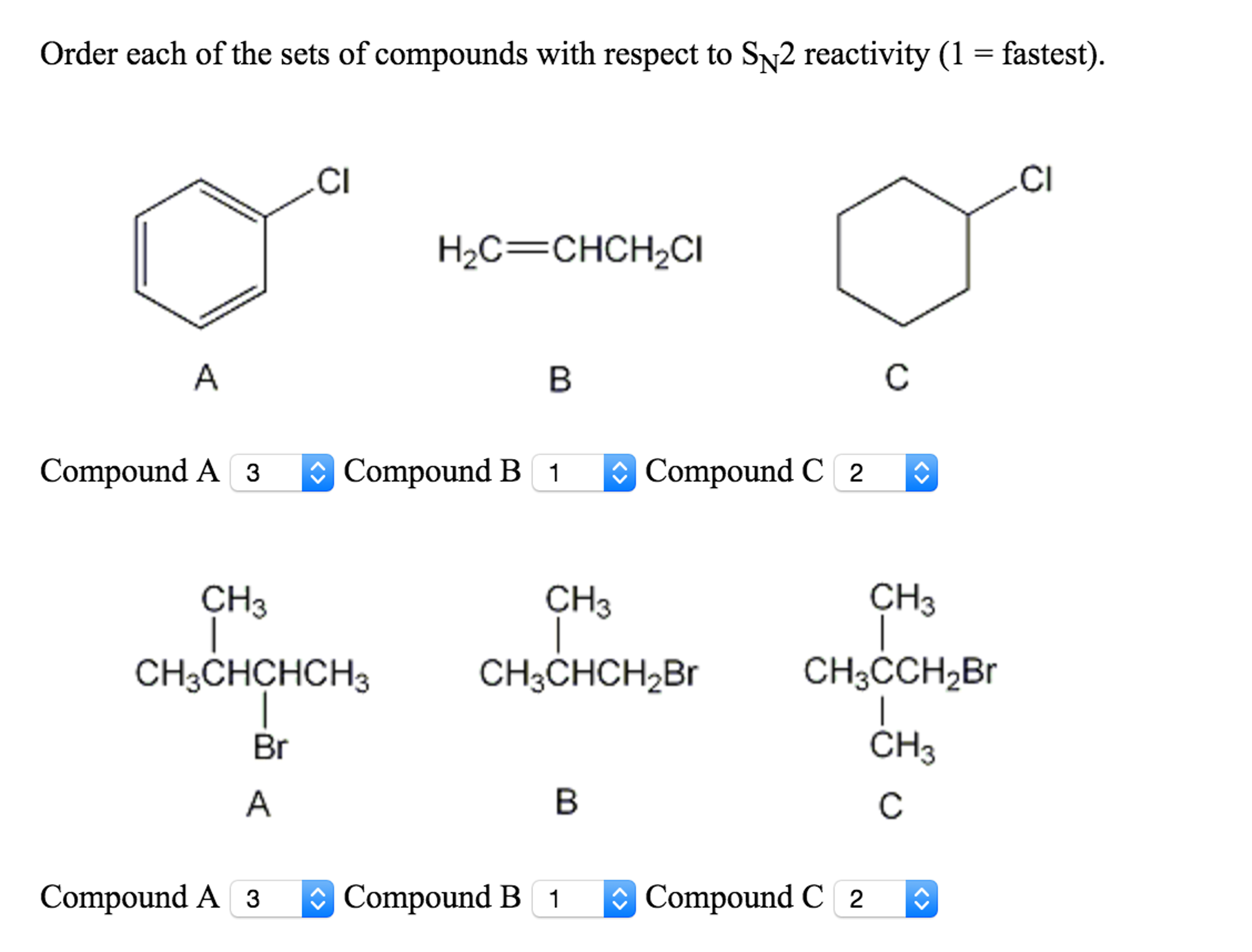 Solved Order each of the sets of compounds with respect to | Chegg.com