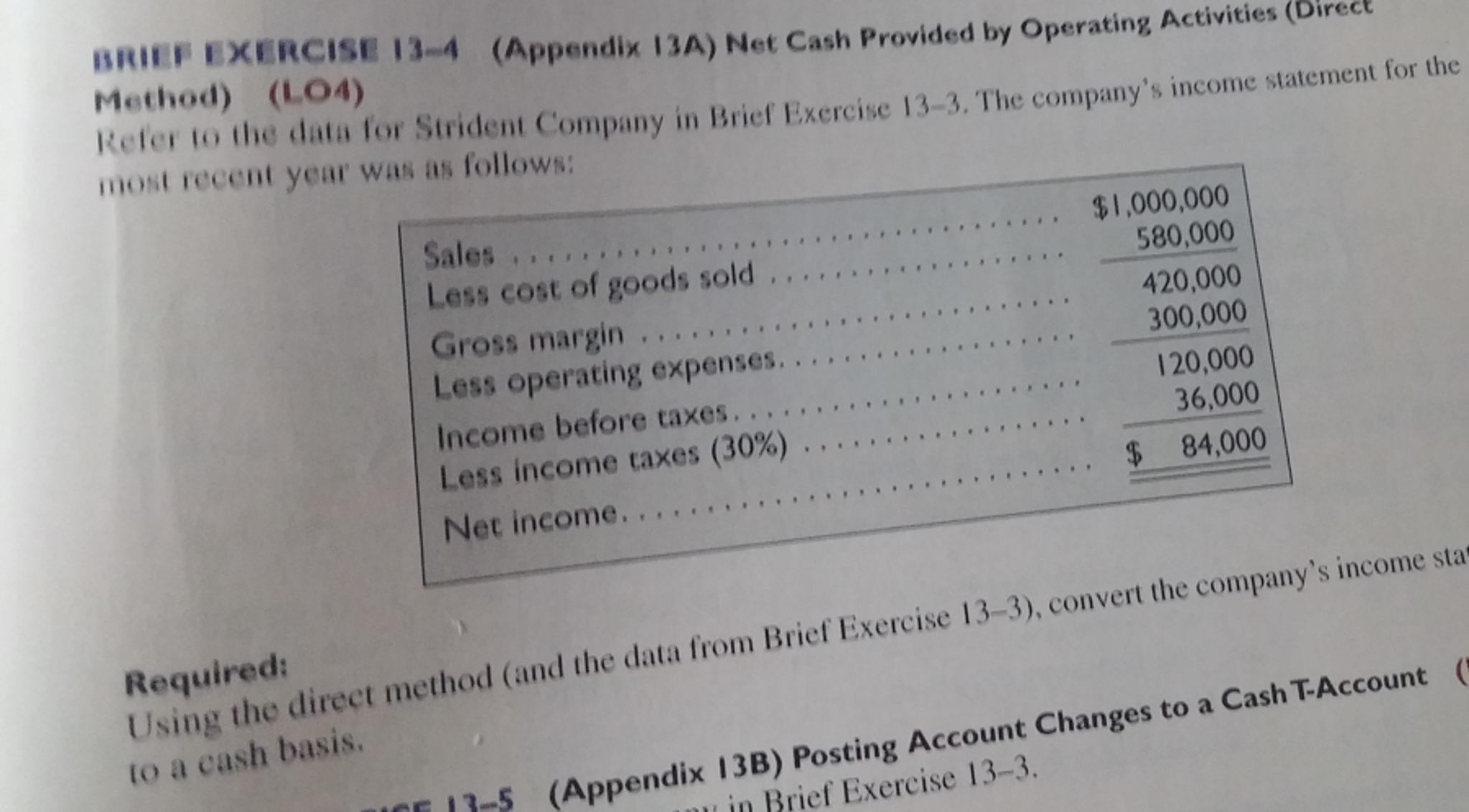 Solved BRIEF EXERCISE 13-4 (Appendix 13A) Net cash provided | Chegg.com