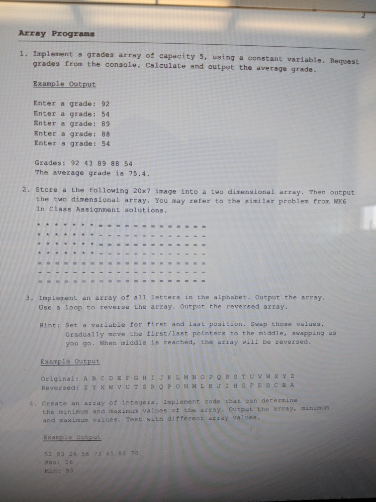 Solved Array Programs Implement A Grades Array Of Capacity 7722