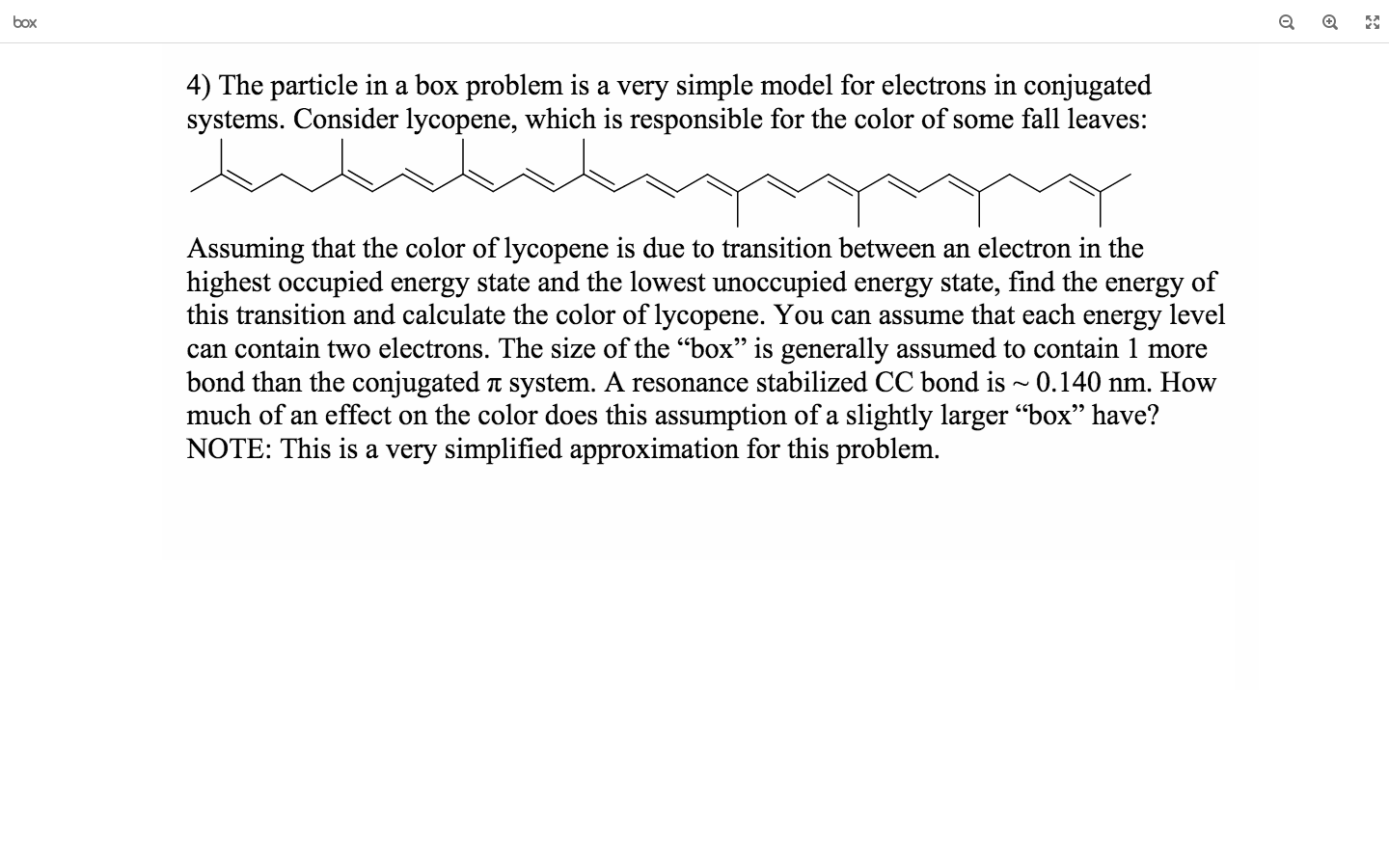 Solved The particle in a box problem is a very simple model | Chegg.com