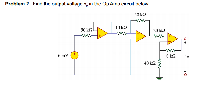 Solved Find the output voltage v_o in the Op Amp circuit | Chegg.com