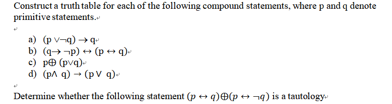 Solved Construct a truth table for each of the following | Chegg.com