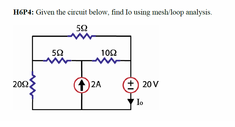 Solved Given the circuit below, find Io using mesh/loop | Chegg.com