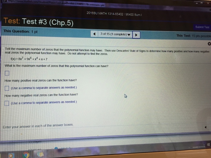 Solved Tell the maximum number of zeros that the polynomial | Chegg.com Solved Tell the maximum number of zeros that the polynomial | Chegg.com