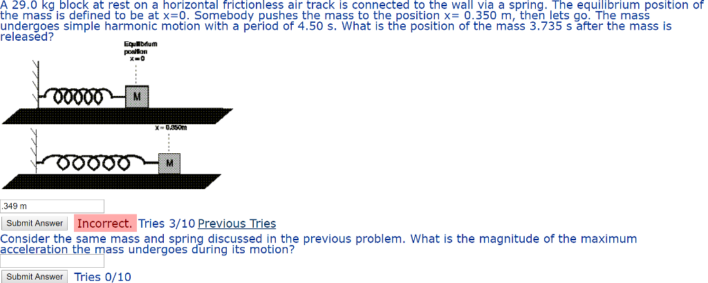 Solved A 29.0 kg block at rest on a horizontal frictionless | Chegg.com
