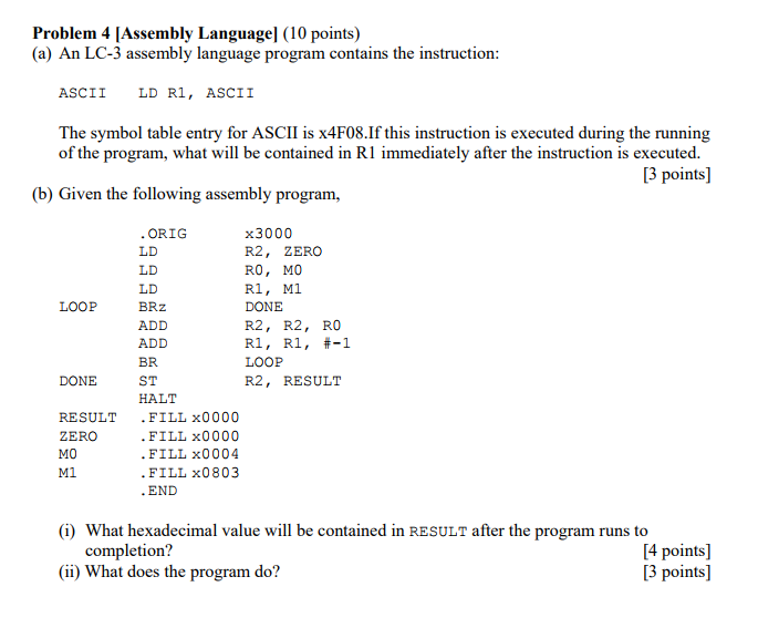 Solved Problem 4 [assembly Language 10 Points A An Lc 3