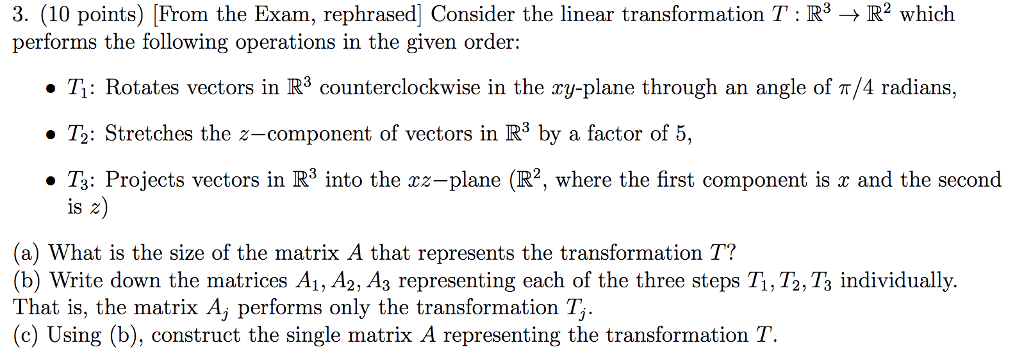 Solved 3. (10 points) From the Exam, rephrased Consider the | Chegg.com