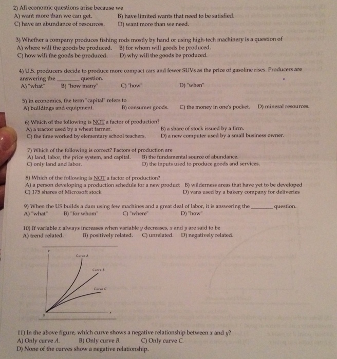 Solved All economic questions arise because we want more | Chegg.com