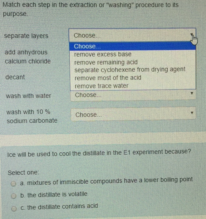Solved Match each step in the extraction or "washing" | Chegg.com